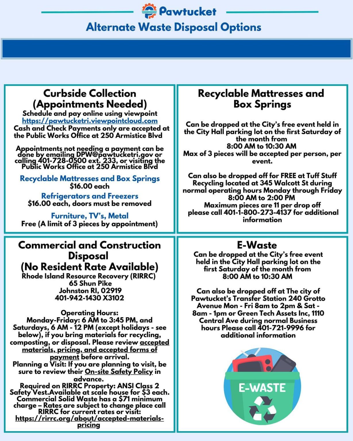 City of Pawtucket to Host Bulky Waste Drop-Off Events Free for ...